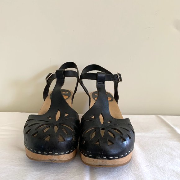 Swedish Hasbeens | Shoes | Swedish Hasbeens Black Lacy Cutout Tstrap ...